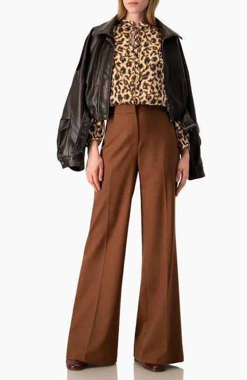 IVONNE Cropped Animal-print Lace-up Blouse
