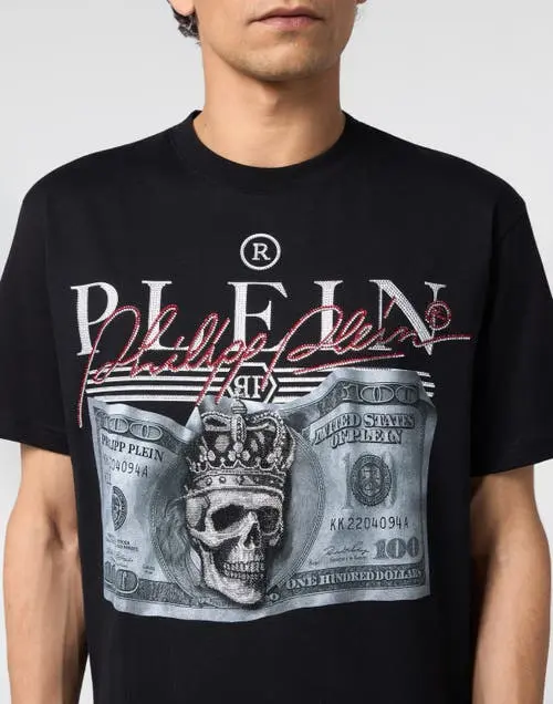 Philipp Plein Round Neck T-shirt Dollar Signature - Black