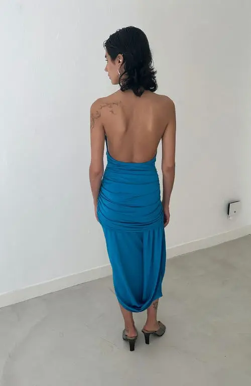 SAEMDI Romy Draped Midi Halterneck Dress