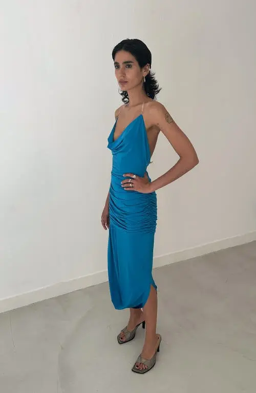 SAEMDI Romy Draped Midi Halterneck Dress