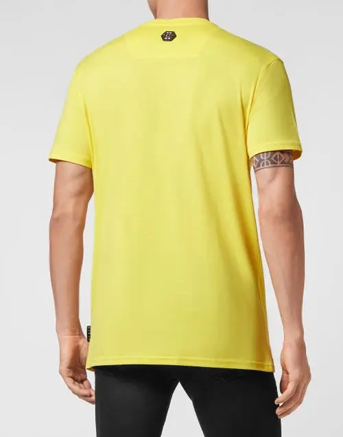 Philipp Plein T-shirt Round Neck Ss Skull And Plein With Crystals