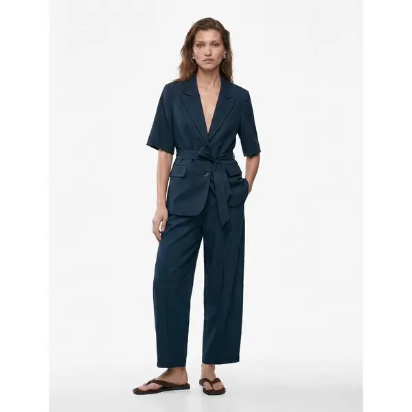 Koton Relaxed Fit Short Sleeve Belted Blazer