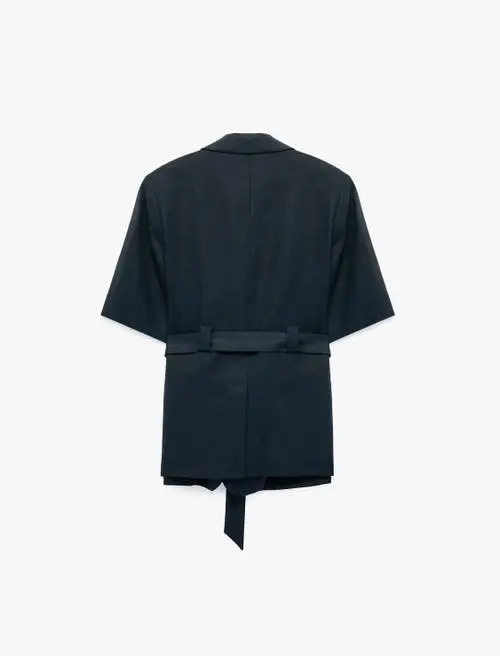 Koton Relaxed Fit Short Sleeve Belted Blazer