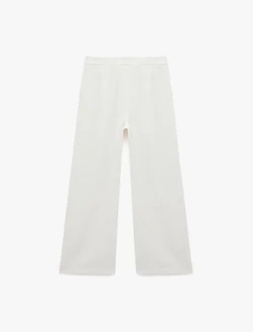 Koton Linen Blend Mid Rise Tailored Wide Leg Pants