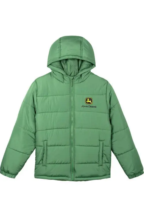 JOHN DEERE Quilted Hooded Puffer Jacket