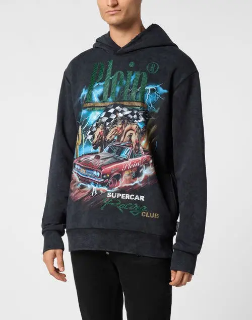 Philipp Plein Hoodie Sweatshirt Ls Racing Club - Black