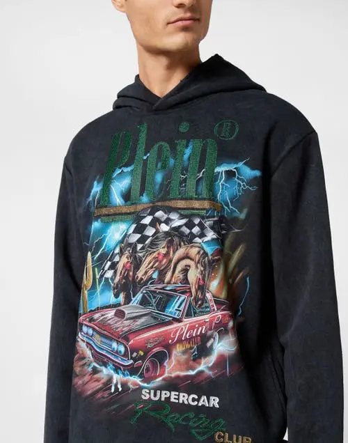 Philipp Plein Hoodie Sweatshirt Ls Racing Club - Black