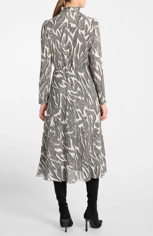 Santorelli Irina Ruffle-neck Buttoned Midi Dress