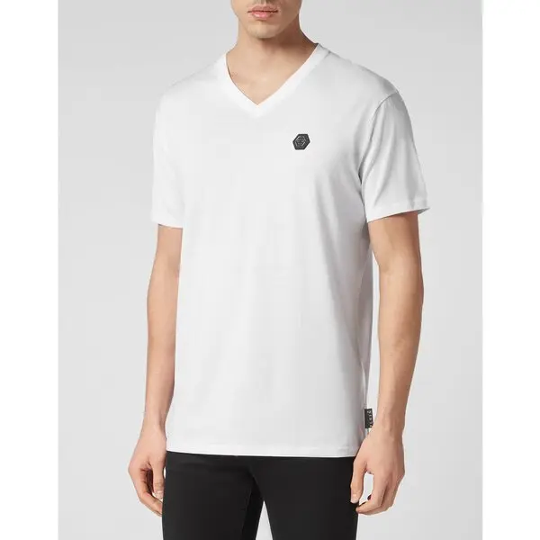 Philipp Plein T-shirt V-neck Ss Gothic Plein - White
