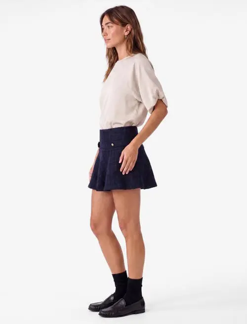 Koton Plaid Tweed Flared Mini Skirt