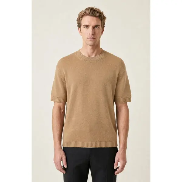 MODENAIRE Lightweight Knit Crewneck Sweater - Khaki