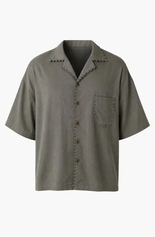 MODENAIRE Relaxed Fit Short Sleeve Camp Collar Button Down Shirt