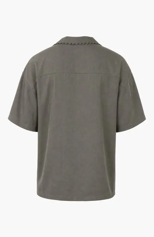 MODENAIRE Relaxed Fit Short Sleeve Camp Collar Button Down Shirt