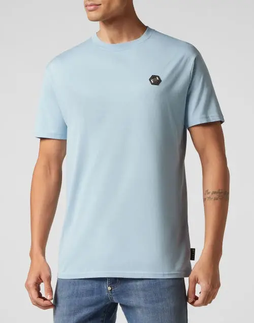 Philipp Plein T-shirt Round Neck Ss Skull&amp;bones - Lightblue