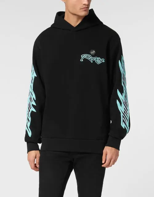 Philipp Plein Hoodie Sweatshirt Ls Racing Club - Black