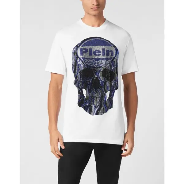 Philipp Plein Jersey T-shirt Round Neck Ss Strass Skull