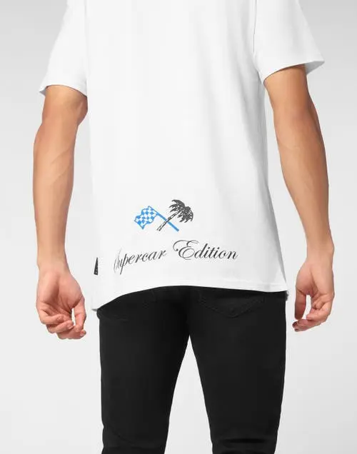 Philipp Plein Jersey T-shirt Round Neck Ss Strass Skull