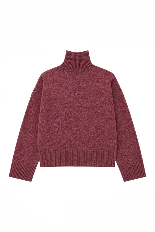 VIR VITA Maja Turtleneck Cashmere Sweater - Pomegranate