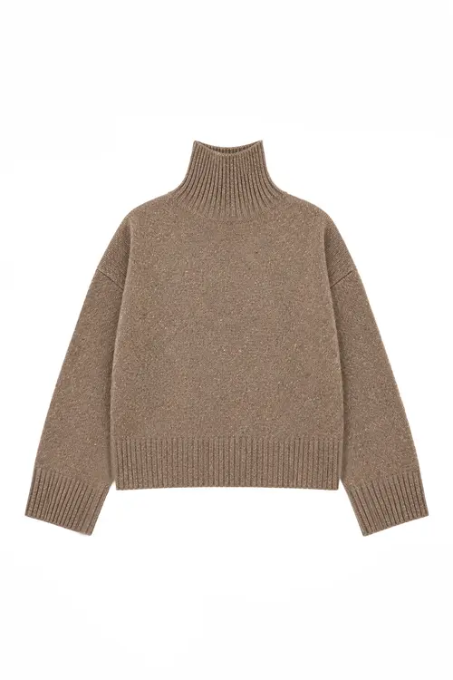 VIR VITA Maja Turtleneck Cashmere Sweater - Toasted Walnut