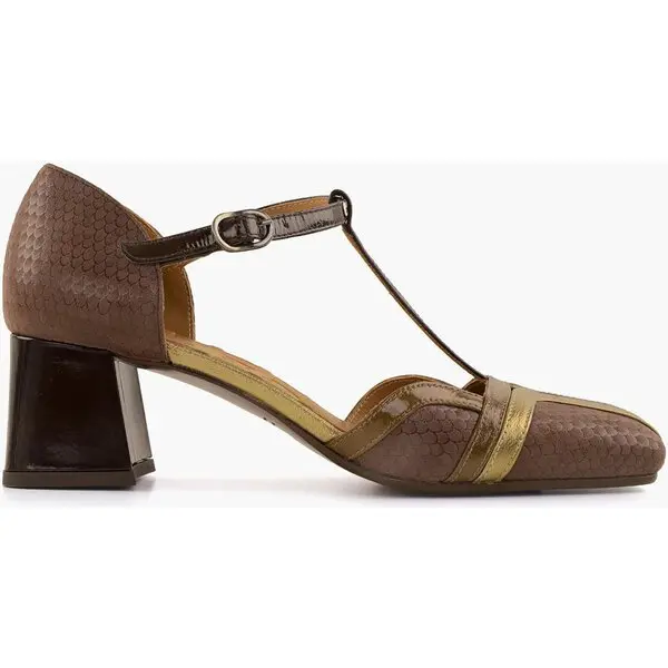 Chie Mihara Metallic Patent Leather Buckle Pump