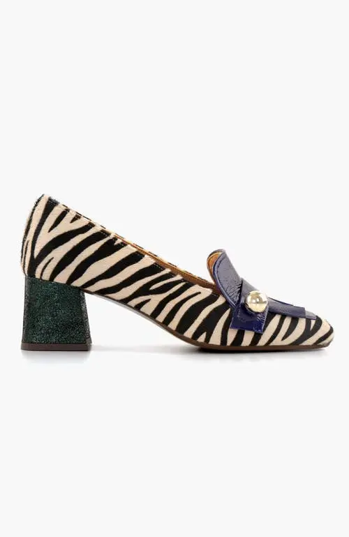 Chie Mihara Zebra Print Patent Leather Buckle Pump