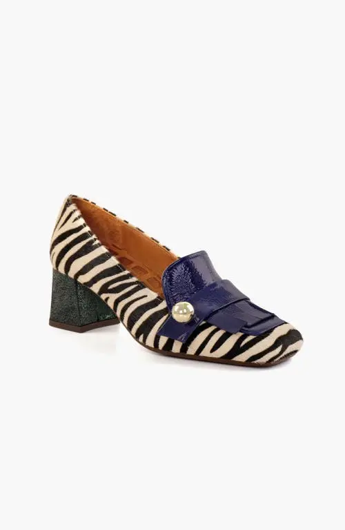 Chie Mihara Zebra Print Patent Leather Buckle Pump