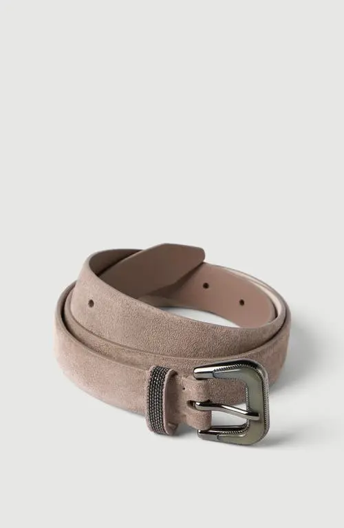 Brunello Cucinelli Suede Belt With Shiny Loop