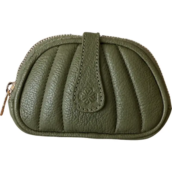 ROSZUAR Crin Ameline Textured Leather Zip Pouch - Olive
