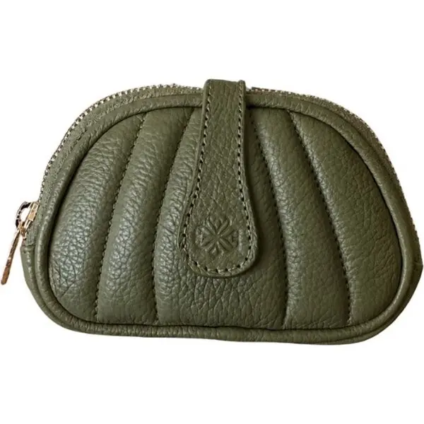 ROSZUAR Crin Ameline Textured Leather Zip Pouch - Olive
