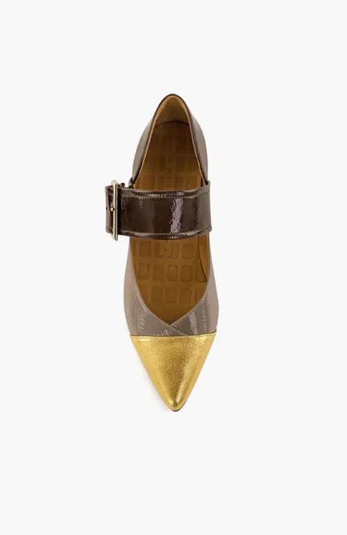Chie Mihara Metallic Mary Jane Patent Leather Buckle Pump
