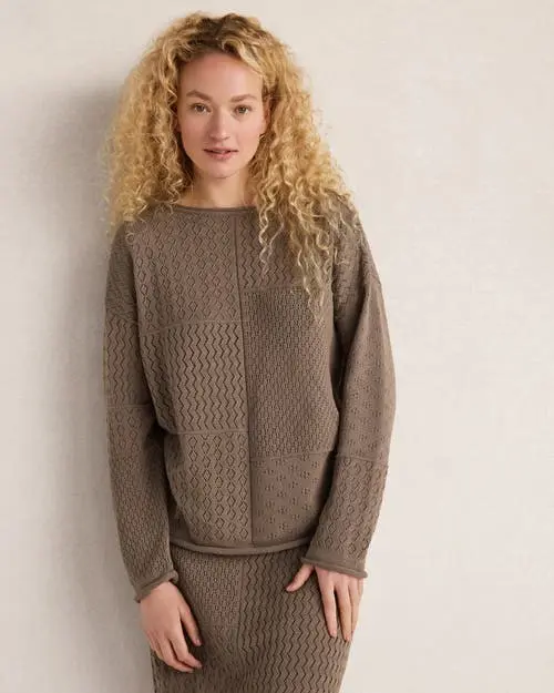 HAVEN WELL WITHIN Organic Cotton Mixed Stitch Roll Neck Sweater