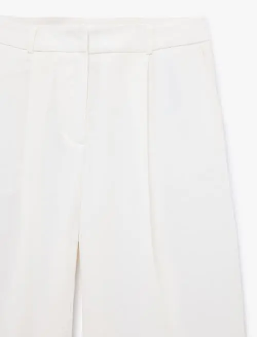 Koton Linen Blend Pleated Tailored Wide Leg Pants