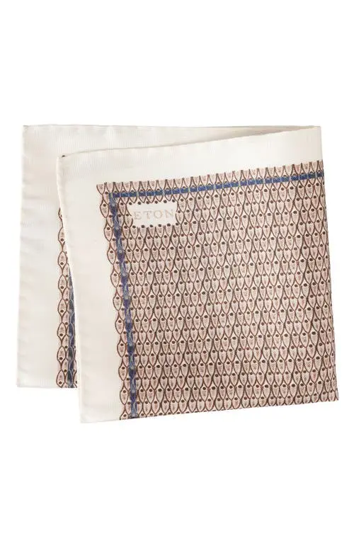 Eton Geo Silk Oxford Pocket Square - Medium Brown