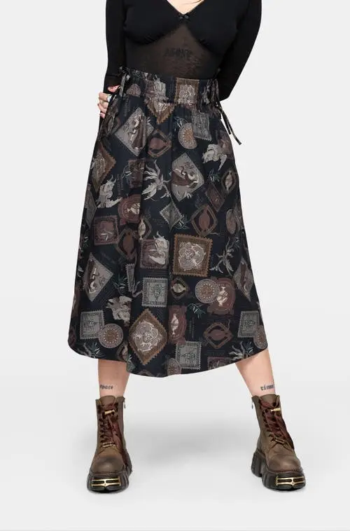DISTURBIA Kleo Relics Print Midi Skirt