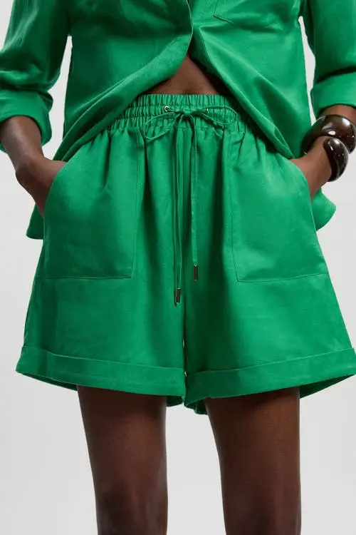 Karen Millen Linen Blend Tie Waist Shorts
