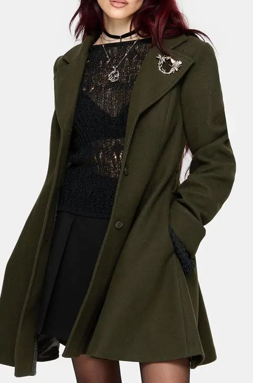DISTURBIA Cyrene Belted Removable Hood Coat