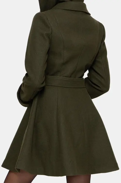 DISTURBIA Cyrene Belted Removable Hood Coat