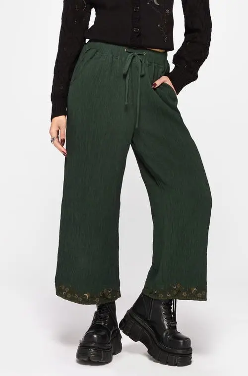 DISTURBIA Elio Crinkle Embroidered Culotte