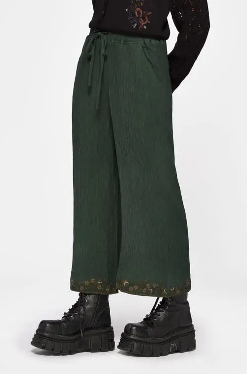 DISTURBIA Elio Crinkle Embroidered Culotte