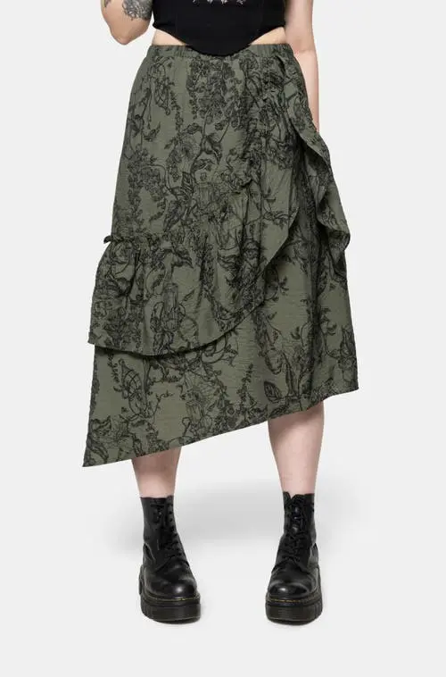 DISTURBIA Orla Foxglove Potion Ruffle Midi Skirt