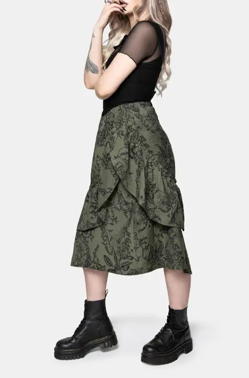 DISTURBIA Orla Foxglove Potion Ruffle Midi Skirt