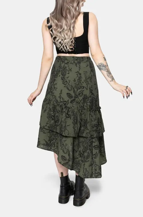 DISTURBIA Orla Foxglove Potion Ruffle Midi Skirt