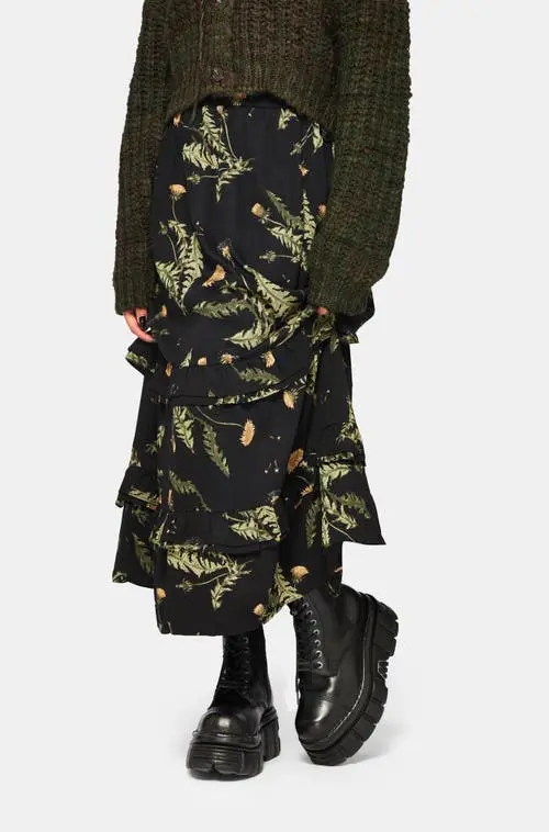 DISTURBIA Cimora Dandelion Ruffle Maxi Skirt