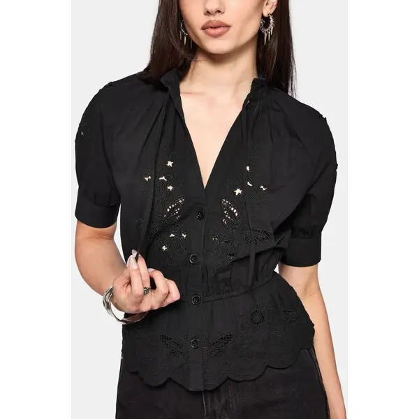 DISTURBIA Posy Tie Neck Blouse