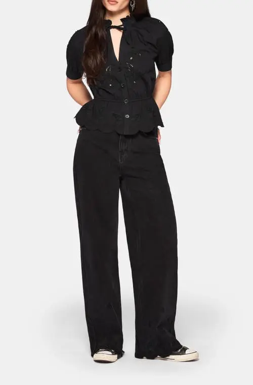 DISTURBIA Posy Tie Neck Blouse