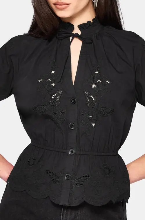 DISTURBIA Posy Tie Neck Blouse