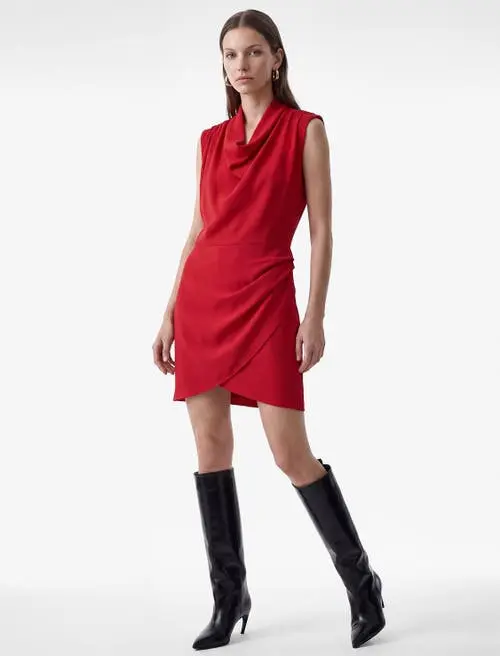 Koton Sleeveless Cowl Neck Draped Mini Dress