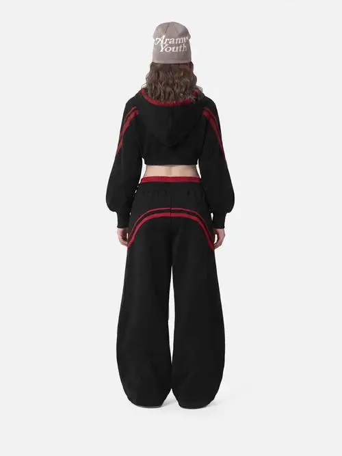 AELFRIC EDEN Cropped Contrast Zip Up Hoodie - Black