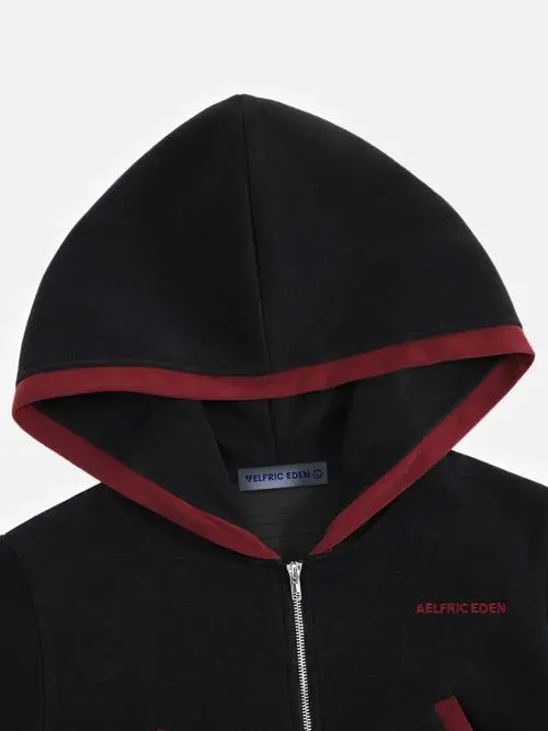 AELFRIC EDEN Cropped Contrast Zip Up Hoodie - Black