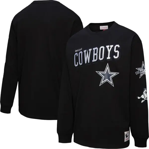 Mitchell & Ness Dallas Cowboys Training Camp Vintage Logos Long Sleeve T-shirt - Black